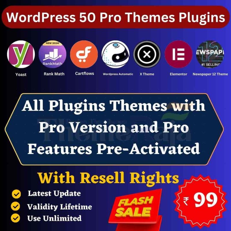 WordPress 50 Pro Plugins Themes Bundle - Best GPL Wordpress Themes Plugins Starting At 99/- Only